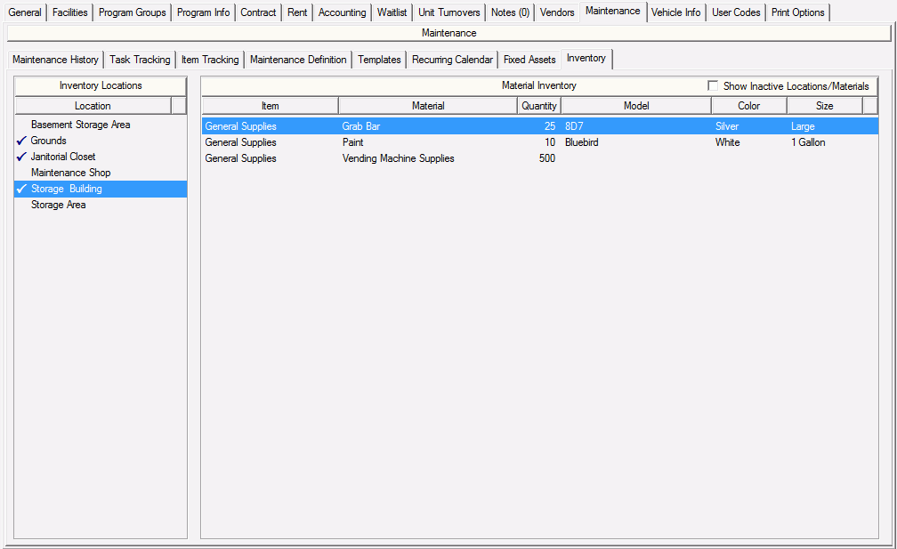Community Maintenance Inventory